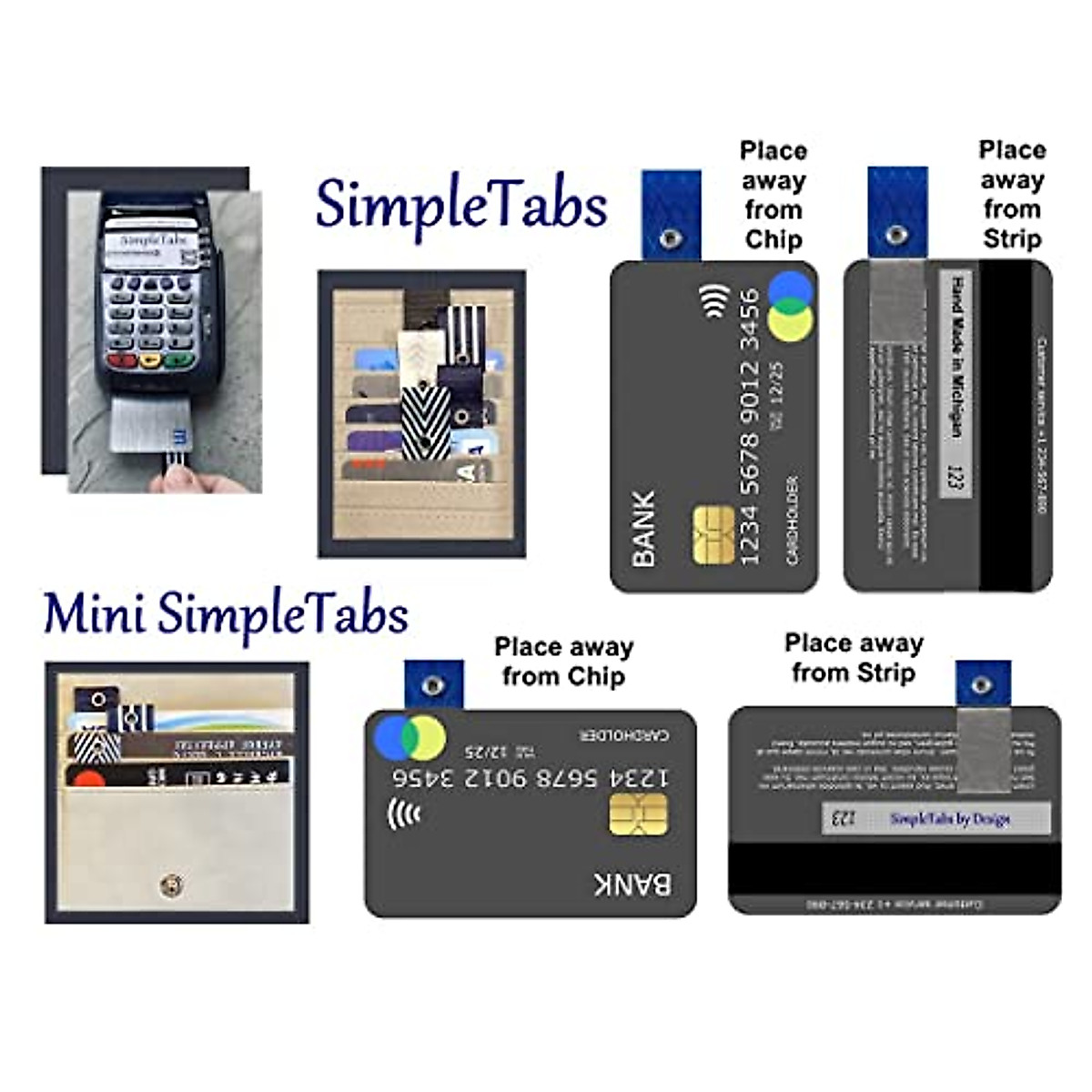 SimpleTabs -Remove Credit Cards with Ease and Style, Removeable and Reuseable Tabs, Includes 5 Pull Tabs per Set, Wallet, Purse, Handbag, Cellphone Case (Bumble Bee, SimpleTabs)