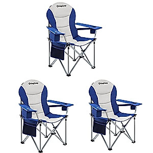 KingCamp 3PCS Lumbar Support Camping Chairs with Cooler Bag Padded Folding Camping Chair for Adults with Adjustable Armrest