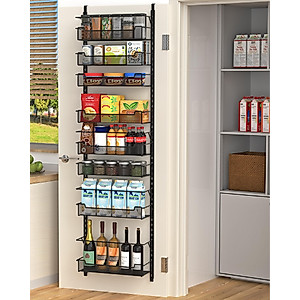 VyGrow Over the Door Pantry Organizer, 8-Tier Over the Door Organizer with Adjustable Hooks and Basket, Pantry Door Organization for Pantry Kitchen Storage Room Spice Rack