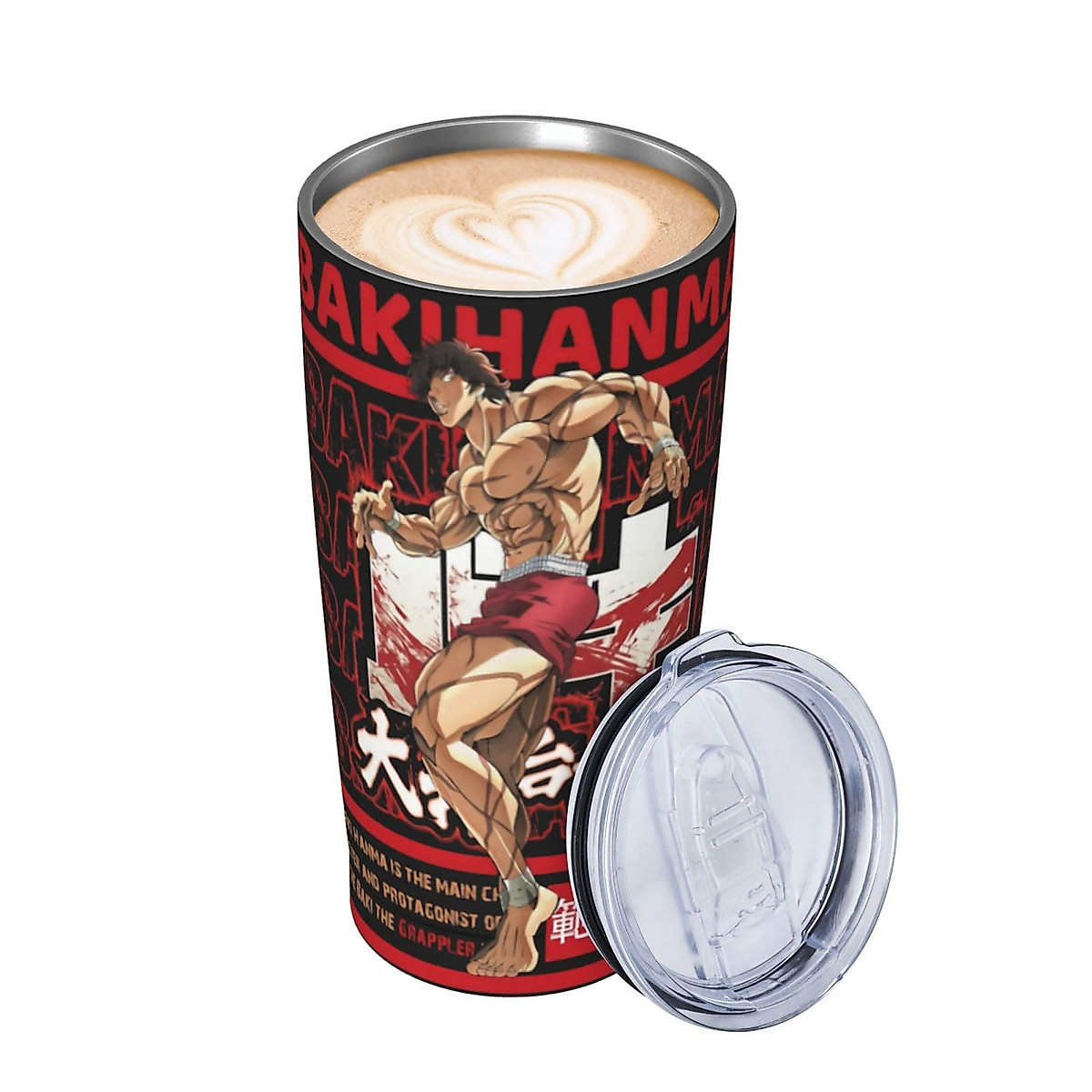 RedVos Anime Baki The Grappler Band Stainless Steel Mug With Lid And Straw Adult Fashion Coffee Cup 20oz