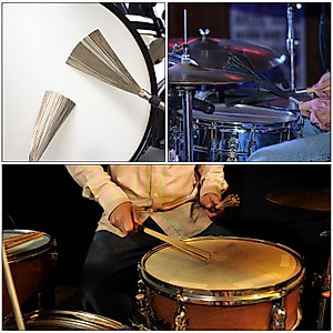 MECCANIXITY Drum Stick Brush Set 1 Pair Retractable Metal Drum Wire Brushes 1 Pair White Nylon Drum Brushes 2 Pair Rods Drum Brushes for Jazz Acoustic