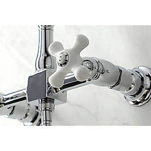 Kingston Brass KS1261PXBS Heritage Wall Mount Bridge Kitchen Faucet with Brass Sprayer, Brushed Nickel