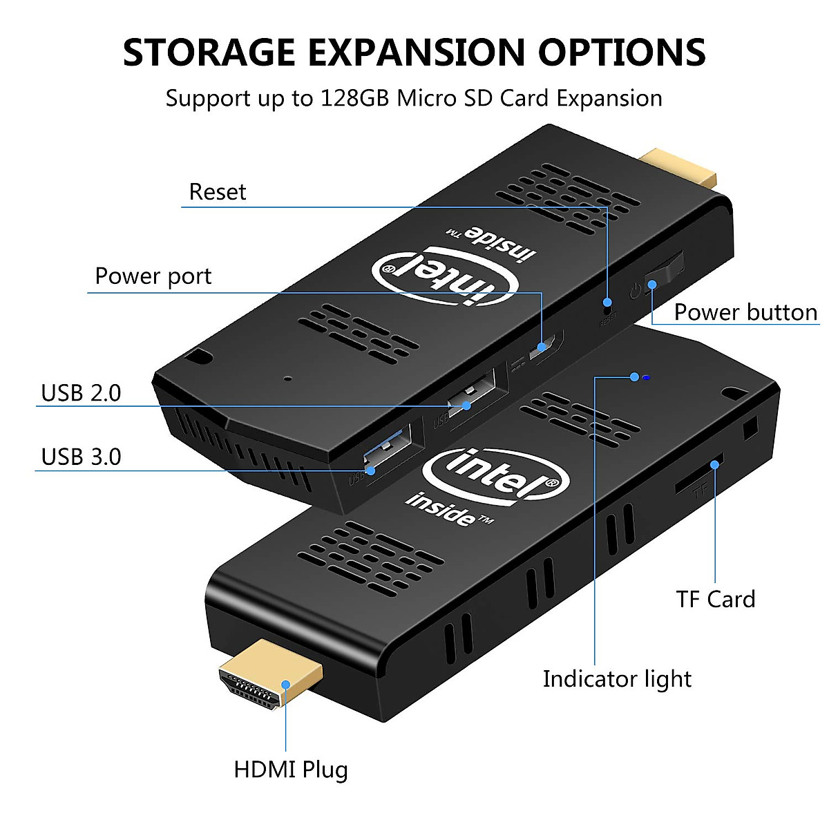 AKLWY Mini PC Stick Pocket PC with Intel Atom Z8350 & Windows 10 Pro 4GB RAM 64GB ROM Support Auto-On After Power Failure,Support 4K HD,Dual Band WiFi 2.4G/5G, BT 4.2