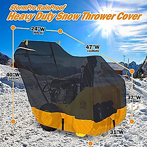 XYZCTEM Snow Blower Premium Cover 420D Marine Grade Fabric, Universal Fit Snow Blower Cover, Covers Snow Blowers Against Water, UV, Wind, Outdoor Protection (Orange)