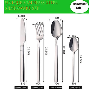 Thomaso 32-piece Unique Wave Flatware Set,1810 Stainless Steel Flatware Service for 8, Cutlery Set with Streamlined Handle Mirror Finished,Silver Spoons and Forks Set, Dishwasher Safe
