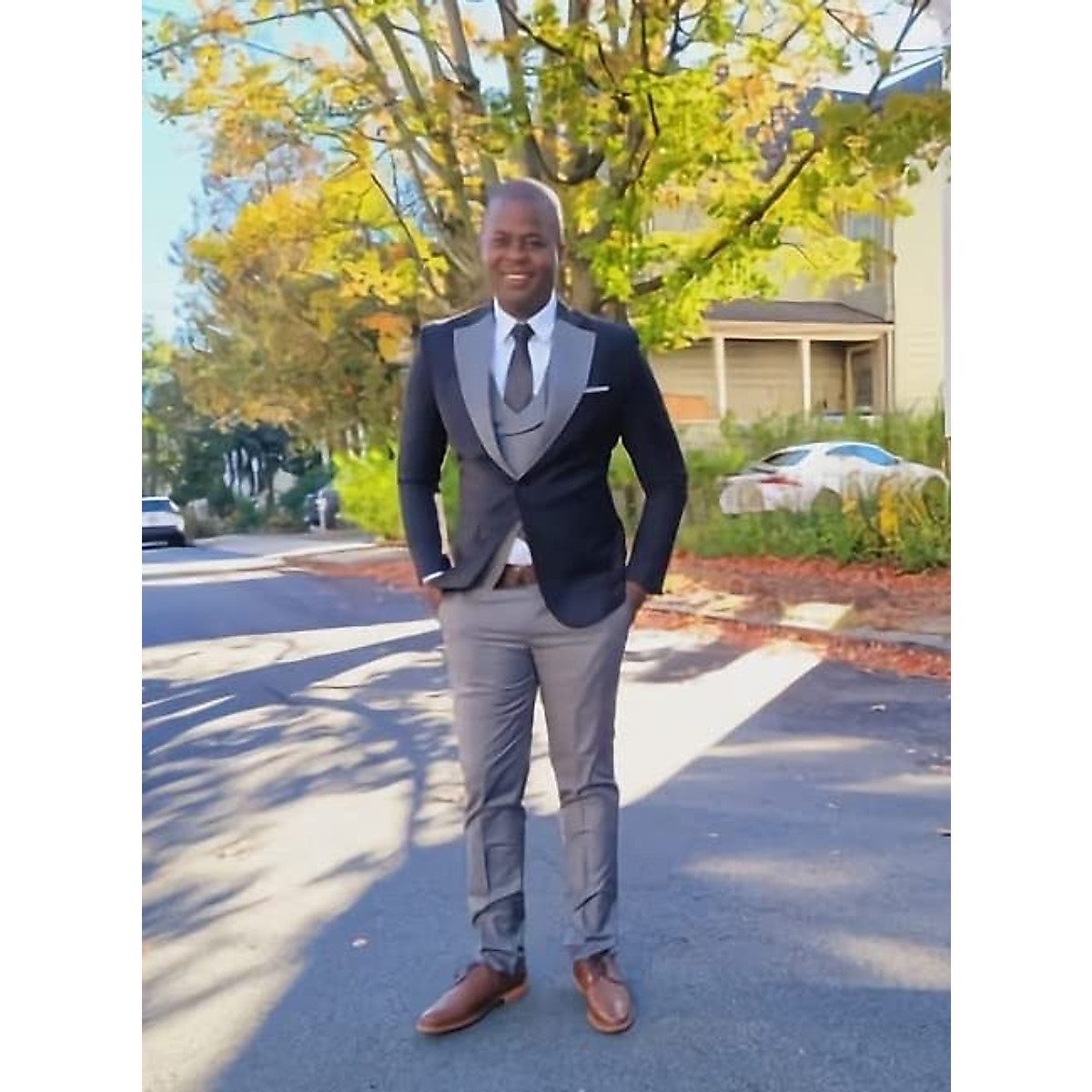 Big and Tall Mens Tuxedo Suits Slim Fit 3 Piece Formal Skinny Wedding Tux Ginger