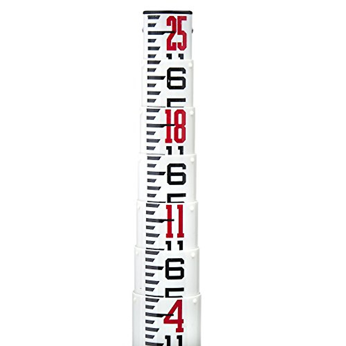 AdirPro Surveyor's Oval Shaped Fiberglass Leveling Rod 25' (Feet/Inches) With Carrying Bag