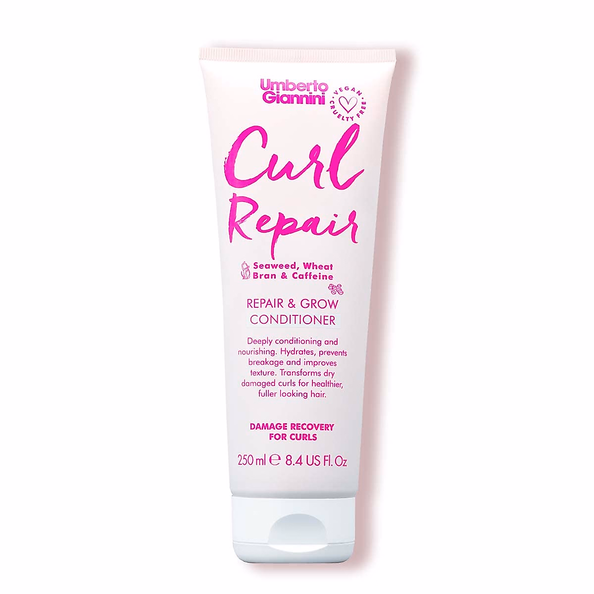 Umberto Giannini Curl Repair Conditioner, Vegan & Cruelty Free Repair & Growth Formula with Seaweed, Wheat Bran & Caffeine, 250 ml