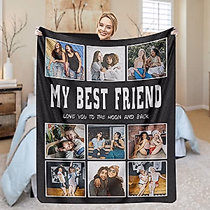 Purefly Gifts for Besties Personalized Blankets with Photos, Customized Picture Blanket for Women Girls Adult, Personalized Throw Blankets Gifts for Best Friend Birthday Christmas (style6)