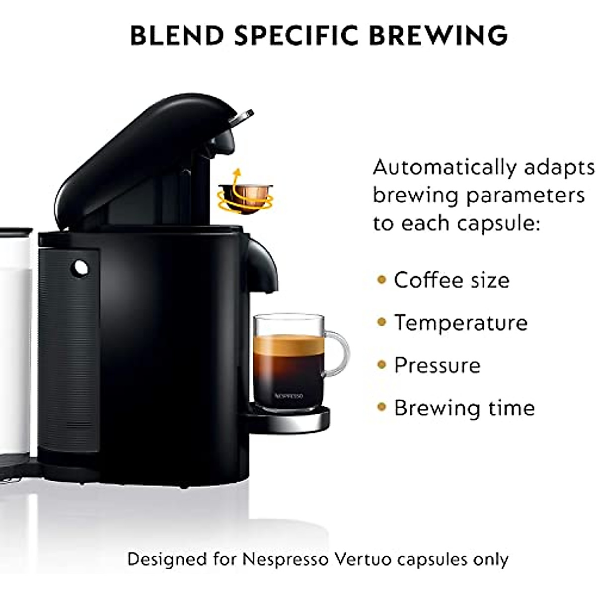 Nespresso VertuoPlus Deluxe Coffee and Espresso Machine by Breville,8 Ounces, Black