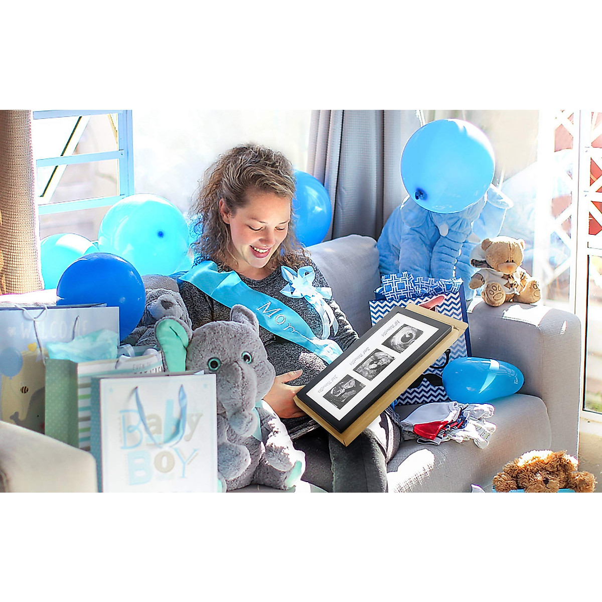 IHEIPYE Triple Sonogram Pregnancy Frame – Baby Ultrasound Picture Frame with Story for Expecting Parents, Baby Shower Frame, Baby Grow Through All Three Trimesters Frame, Nursery Decor, Black