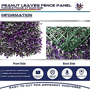 Windscreen4less Artificial Plant Leaves Faux Ivy Leaf Decorative Wall Fence Screen 20'' x 20" Purple Peanut Leaves 17 Pcs