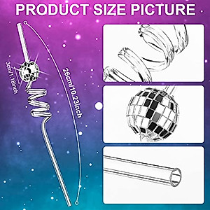 20 Pieces Disco Ball Straws Mirror Silver Mini Disco Ball Decorative Straws for 70s Disco Party Supplies Wedding Birthday Nightclub Cocktail Cup Decoration (Silver)