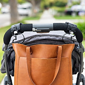 Disney Baby by J.L. Childress Mickey Mouse Stroller Hooks - Universal Stroller Clips with Non-Slip Straps - Durable Carabiners to Hold Water Bottles & Bags - 2 Pack - Disney Travel Accessory - Black