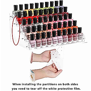 Cq acrylic Clear Nail Polish Organizers And Storage,5 Layer Nail Polish Rack Tabletop Display Stand Holds Up to 45 Bottles, Acrylic 5 Tier Essential Oils Holder For Professional Nail Salon