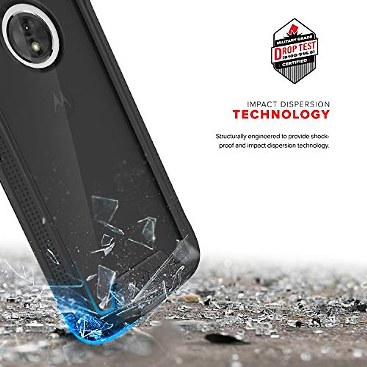 Zizo Ion Series Compitable with Moto e5 Cruise Case Military Grade Drop Tested with Tempered Glass Screen Protector e5 Play Black Smoke