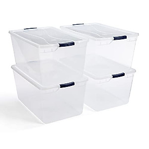 Rubbermaid Cleverstore Clear Plastic Storage Bins with Lids, 95 Qt-4 Pack, 4 Count