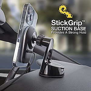 Scosche MPQ5WD MagicMount Pro Charge5 15W Wireless Charging Windshield/ Dashboard Magnetic Phone Mount for Car. Updated for MagSafe iPhone 12/13/14 Pro/Pro Max, Plus, Mini along with Galaxy and more