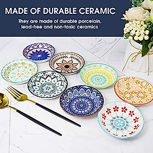 Farielyn-X 3 oz Round Soy Sauce Dipping Bowls Set of 8, Porcelain Side Dishes/Plates for Snack Sushi Ketchup Condiments Appetizer Dessert, 4 Inch Small Pinch Bowls for Kitchen Prep, Assorted Patterns