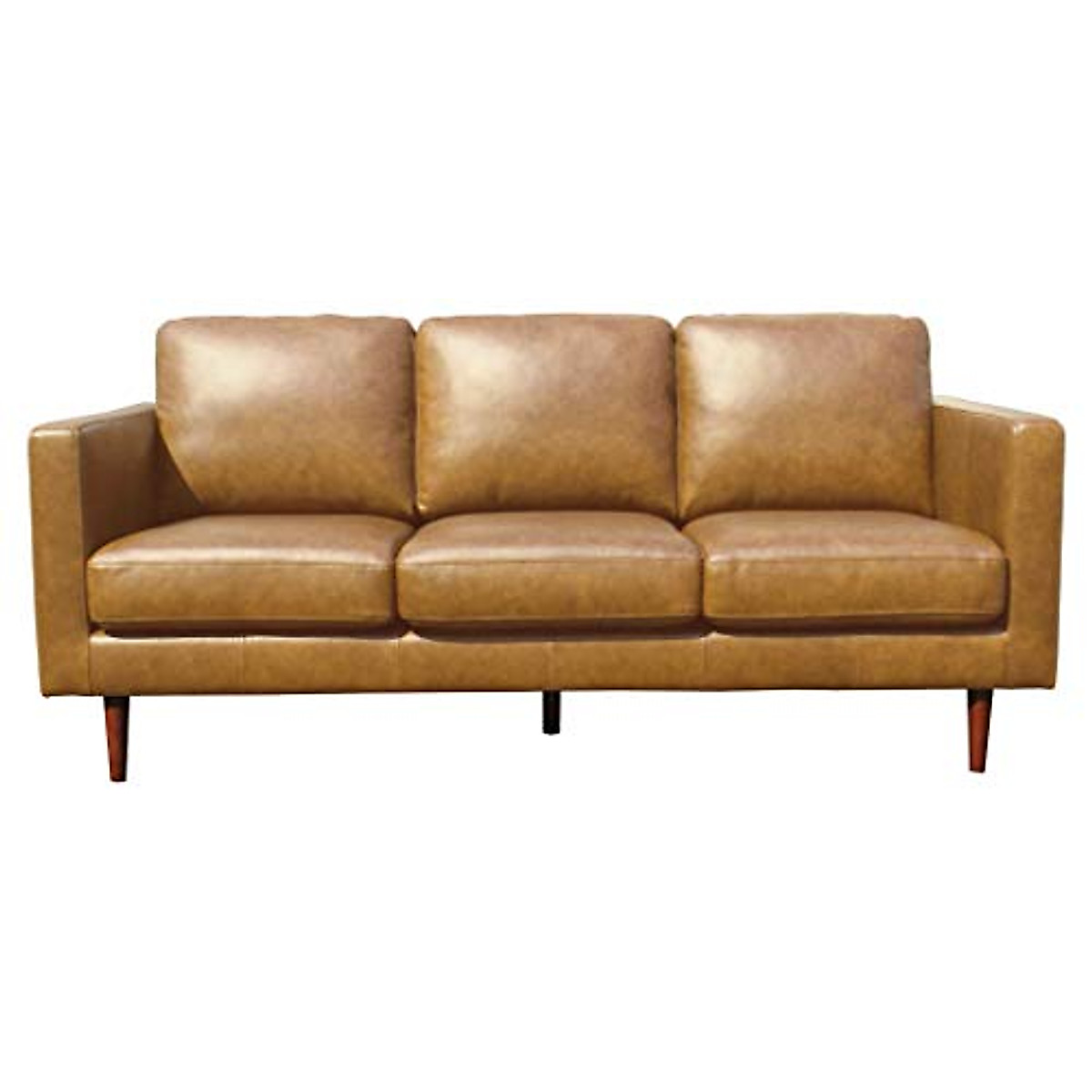 Amazon Brand – Rivet Revolve Modern Leather Sofa Couch, 80"W, Caramel