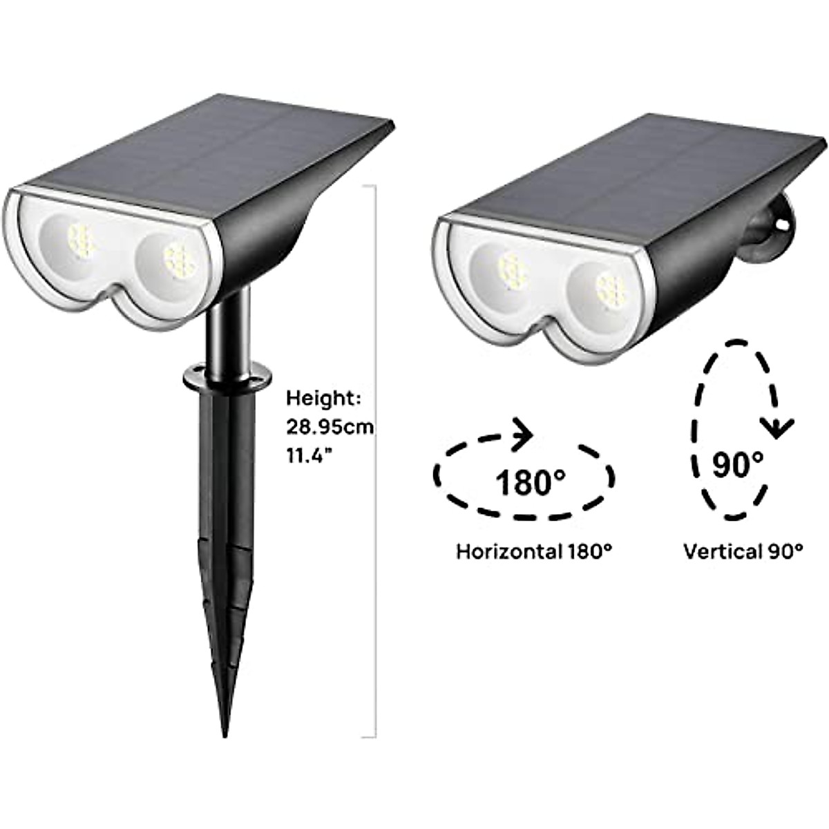 Linkind StarRay Solar Spot Lights Outdoor, 16 LEDs IP67 Waterproof Dusk-to-Dawn Solar Landscape Spotlights, 6500K Daylight Wall Lights, Solar Outdoor Lights for Garden Yard Driveway Walkway, 6 Pack