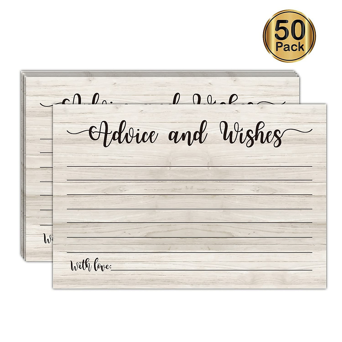 FARHTINANFX Advice and Wishes Cards, 50 Cards, for Wedding, New Mr and Mrs, Baby Shower, Retirement, Graduation, Anniversary (4" x 6")