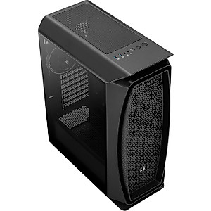 Gaming PC Case Mid-Tower Chassis by AeroCool, AeroOne Eclipse Black, Tempered Glass Panel, 4X RGB Fans, 2X USB 3.0, ATX Desktop Case