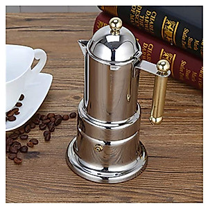Pissente Moka Pot, 200ml Capacity Moka Coffee Pot, Easy to Use Coffee Maker Stovetop, Stainless Steel Moka Pot Stovetop Coffee Maker with Valve for Home Kitchen Office Camping