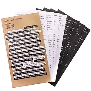 ONLYKXY Stickers 8 Sheets, 80 Pcs Word Stickers Black and White, Inspirational Quotes for DIY Journal, Scrapbooking, Decorating, Crafting, Correspondence