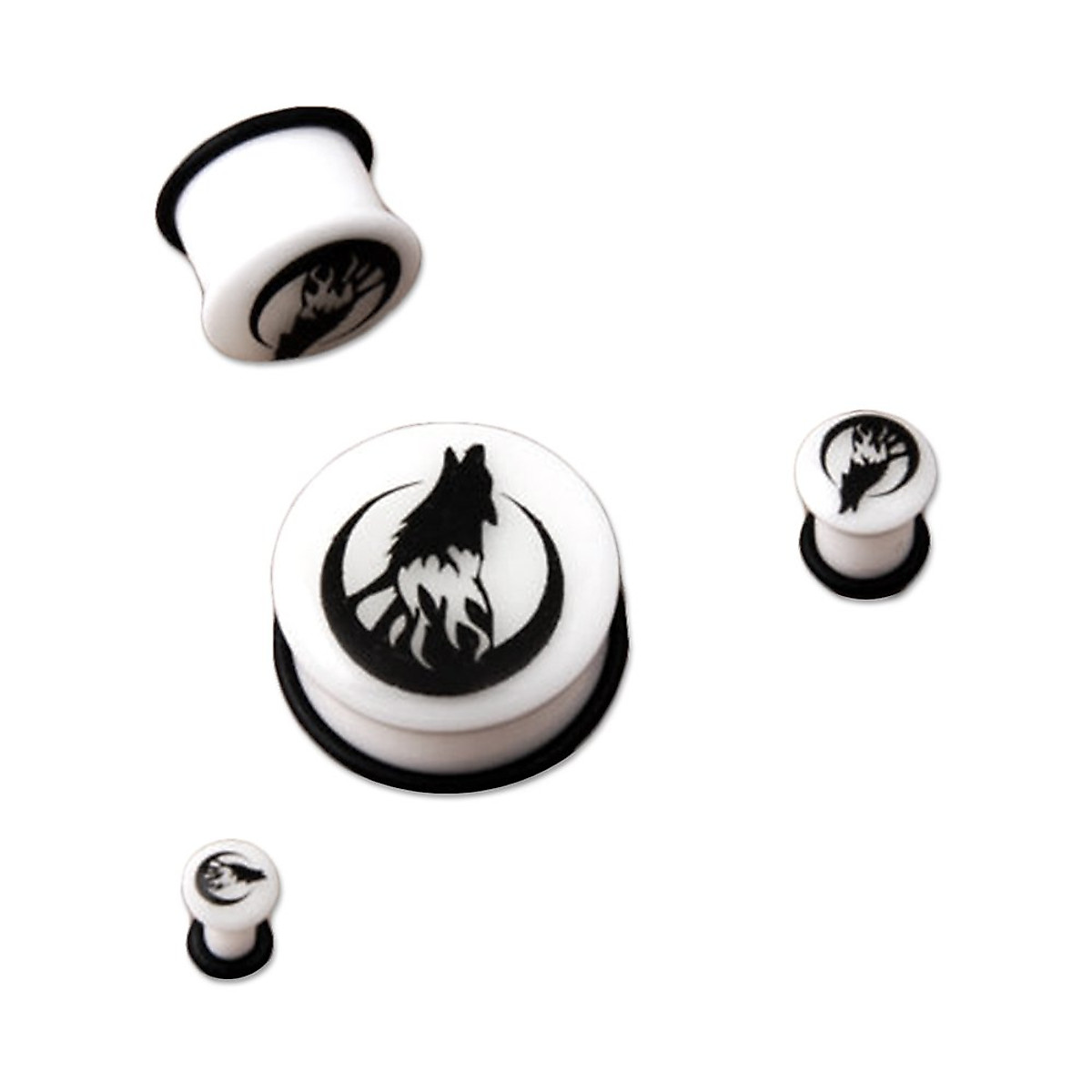 Glow in The Dark Howling Wolf Moon Acrylic Single Flare O Ring Ear Plugs Gauges Piercing Jewelry