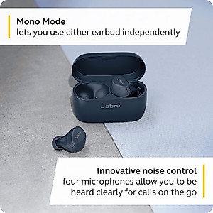 Jabra Elite 4 Active in-Ear Bluetooth Earbuds – True Wireless Earbuds with Secure Active Fit, 4 Built-in Microphones, Active Noise Cancellation and Adjustable HearThrough Technology – Navy