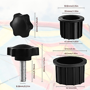 6 Pcs Umbrella Base Stand Replacement Parts,Patio Umbrella Base Replacement Parts Outdoor Umbrella Hole Ring Plug Cover with M8 Thread Screw Replacement Hand Knob for Backyard Patio Table Decks(Black)