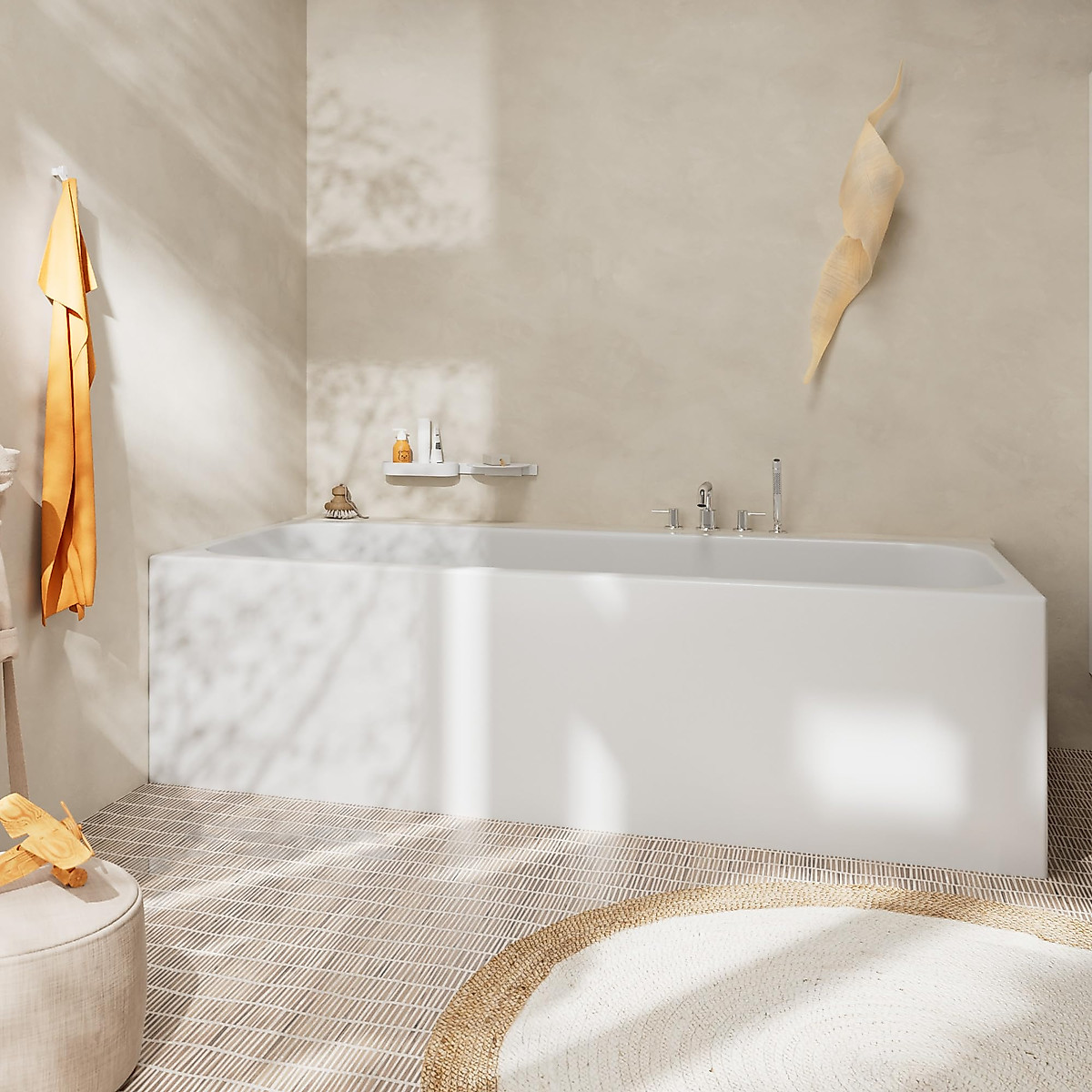 hansgrohe Tecturis S 2-Handle 12-inch Wide Roman Tub Filler Bathtub Faucet and Shower Set in Chrome, 73442001