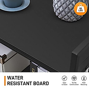 LEZIOA Mobile Printer Stand with Storage Drawer, Vintage Fabric File Cabinet Printer Cart for Home Office (Black)