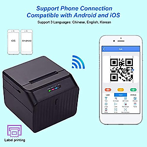LIUYUNQI Desktop 58mm Thermal Label Printer Wired Barcode Printer USB BT Connection Support ESC/POS