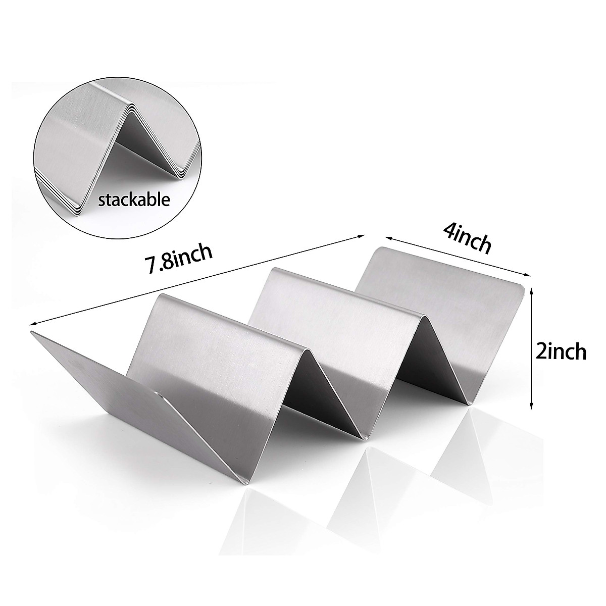 Taco Holder Stainless Steel Set of 4,Taco Stand Up Holders for Soft & Hard Shell Tacos,Oven, Grill and Dishwasher Safe,Perfect for Taco Tuesday,Mexican Fiesta, Cinco De Mayo Parties.