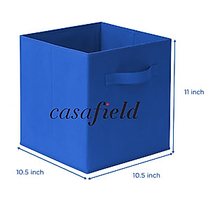 Casafield Set of 12 Collapsible Fabric Cube Storage Bins, Royal Blue - 11" Foldable Cloth Baskets for Shelves, Cubby Organizers & More