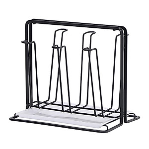 Cup Drying Rack, Glass Bottle Mug Cup Holder Metal Dish Drainer Drying Rack Mugs Storage Rack Countertop Drainer Coffee Bottles Stand with Drip Tray for 6 Cups