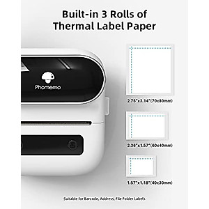 Phomemo Label Maker, Bluetooth Label Printer for Barcode, Address, Home, Mailing, Small Business, Clothing, Portable Label Maker Easy to Use with 3 Rolls Label & Bag