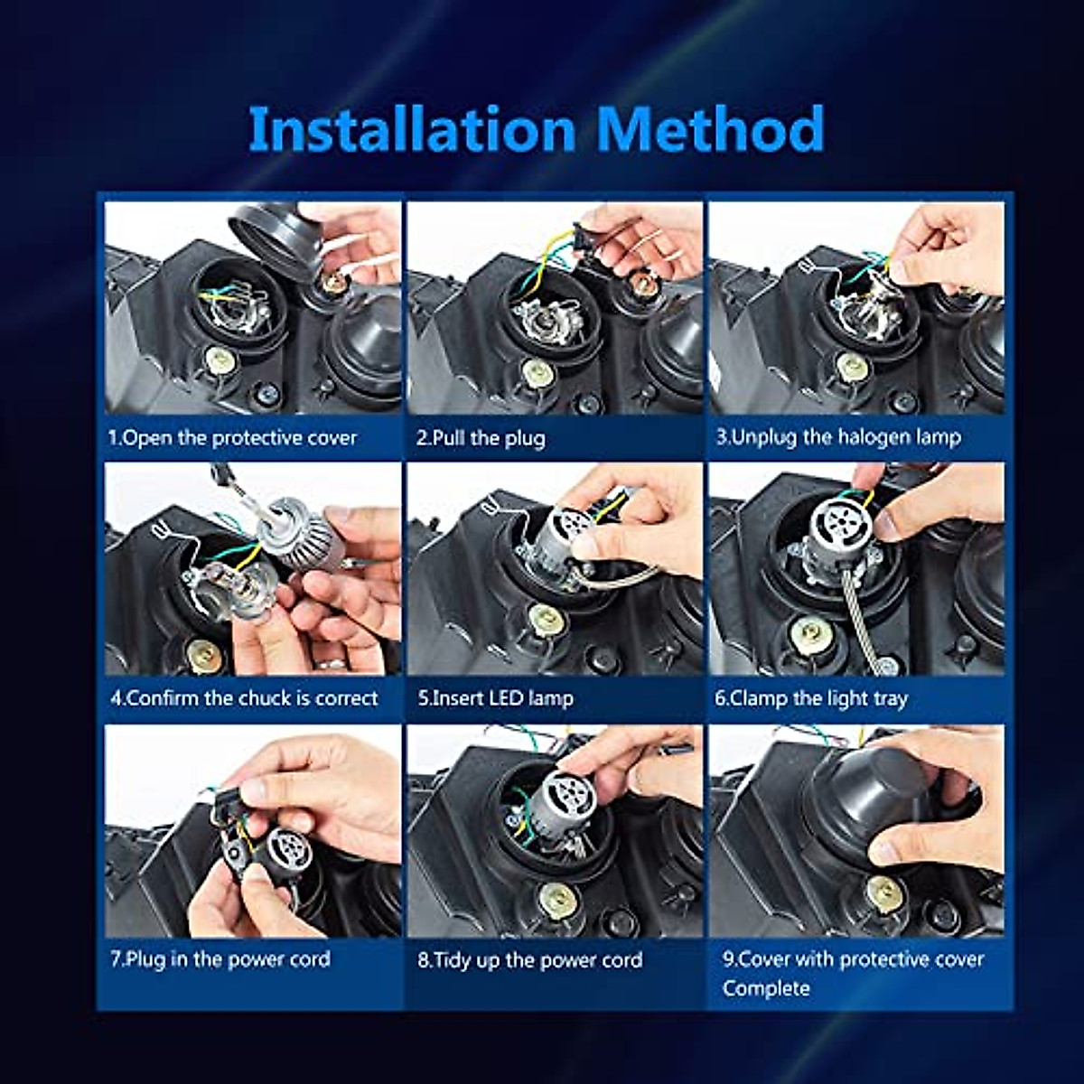 Dewkou Pack-2 H11/H8/H9 LED Bulbs Combo, Plug-and-Play Replacement Bulbs 6000K Cool White, 3800 Lumens Super Bright Conversion Kit