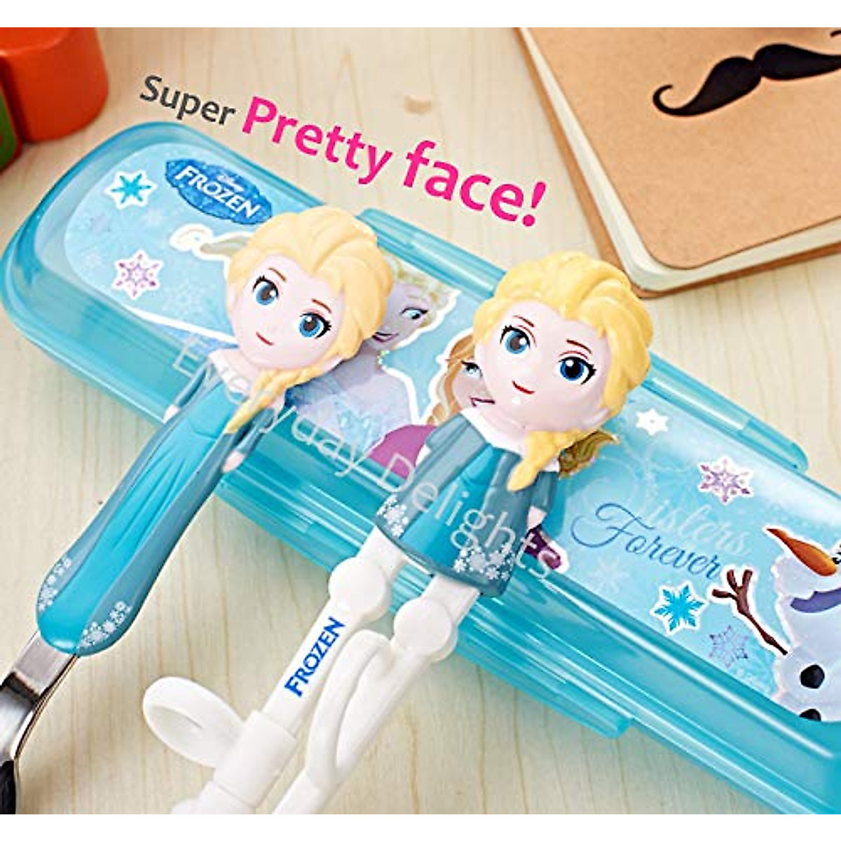 Frozen Queen Elsa Kids Children Spoon Training Chopsticks Flatware Utensil Cutlery Dinnerware Tableware Set with Case, 3 pieces