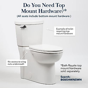 Round Toilet Seat BR620-00 White, Soft Close, Stain-Resistant and Easy to Clean, Fits All Toilet Brands; Premium Series by Bath Royale