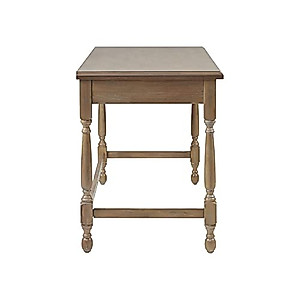 MARTHA STEWART Tabitha Solid Wood Writing Table with Metal Glides Drawer for Storage Living Room Furniture, Home Office Small Computer Desk, Turned Legs, 47.5" W x 23" D x 29" H, Natural