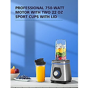 ACOQOOS Blenders for Kitchen, Smoothie Blender with 50oz Glass Jar And 2 Travel Bottles, Blender for Shakes and Smoothies For Crushing Ice, Frozen Fruits, BPA Free