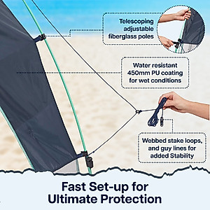 Lightspeed Outdoors Tall Canopy with Shade Wall, Beach Tent, Horizon Blue