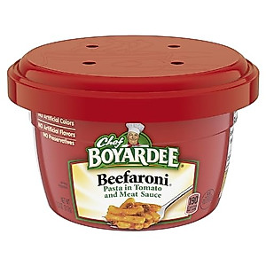 Chef Boyardee Beefaroni Pasta, Microwave Food, 7.5 OZ Microwaveable Bowl (12 Bowls)