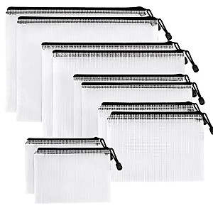 10 Pack Mesh Zipper Pouch, Waterproof Document Pouch, Multipurpose for School Office Supplies, Cosmetics, Travel Accessories, Board Games Storage