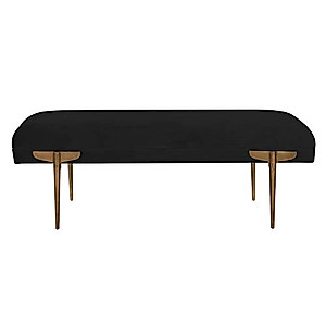 TOV Furniture Brno Glamorous Velvet Upholstered Accent Bench, 53.5"W Black