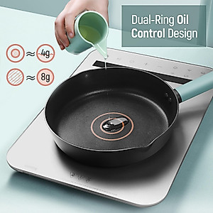 Leetaltree Nonstick Pots and Pans - 8 PC Glacier Blue Cookware Set with Lids, Cooking set with Silicone Spill-proof Lid Edge, Patented Precision Oil Control, Dishwasher Safe