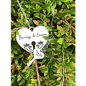 Personalized Love Key Lock Pendant Necklace Custom Engraved Necklace 925 STERLING SILVER Nameplate Pendant